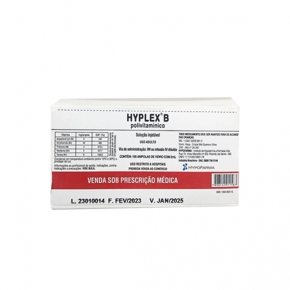 HYPLEX - COMPLEXO B 2ML C/100AMP (12)